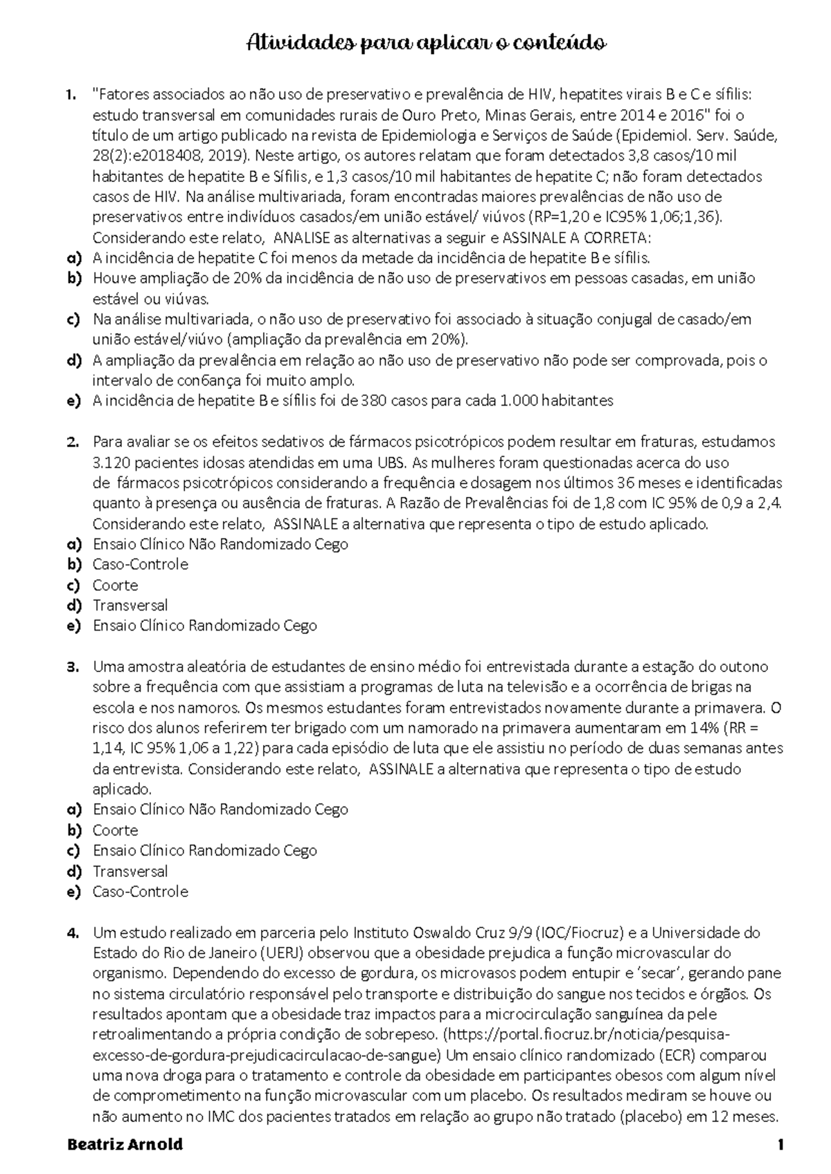 Atividades de Revisão: Prevalência de HIV e Hepatites em Ouro Preto ...