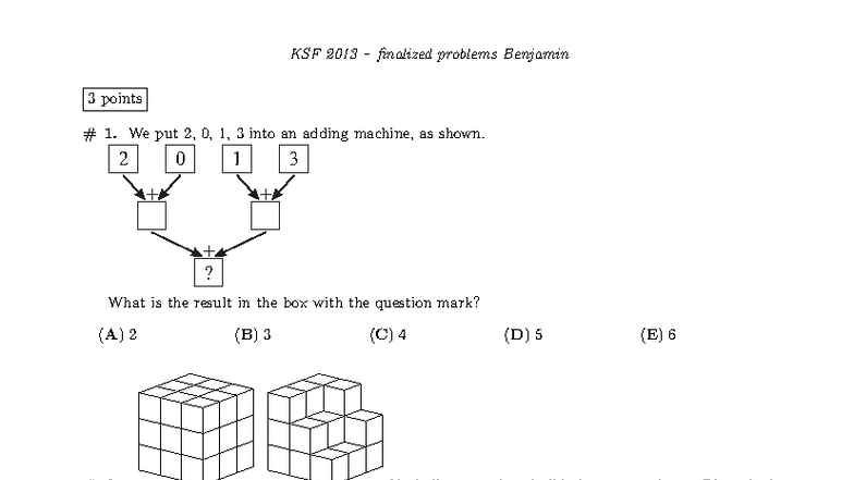 KSF 2013 Finalized Problems - Benjamin's Solutions and Explanations ...