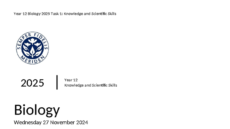 Year 12 Science Biology Task 1 2025 Marking Criteria - 2025 Year 12 ...