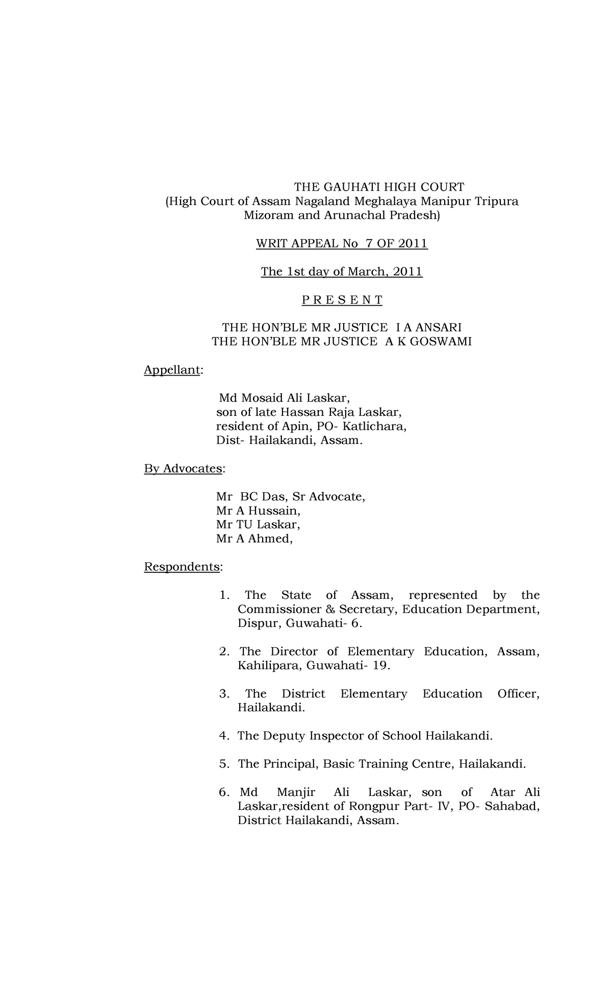 Seniority Judgment Notes - Writ Appeal No. 7 of 2011 - Studocu