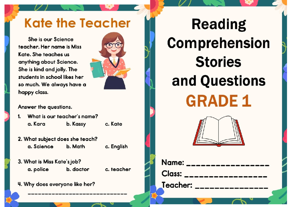 Reading compre booklet - Kate the Teacher Reading She is our Science ...