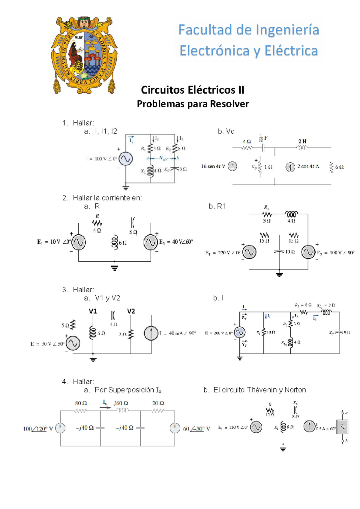 Examen Parcial-Problemas para Resolver - Circuitos eléctricos 2 ...
