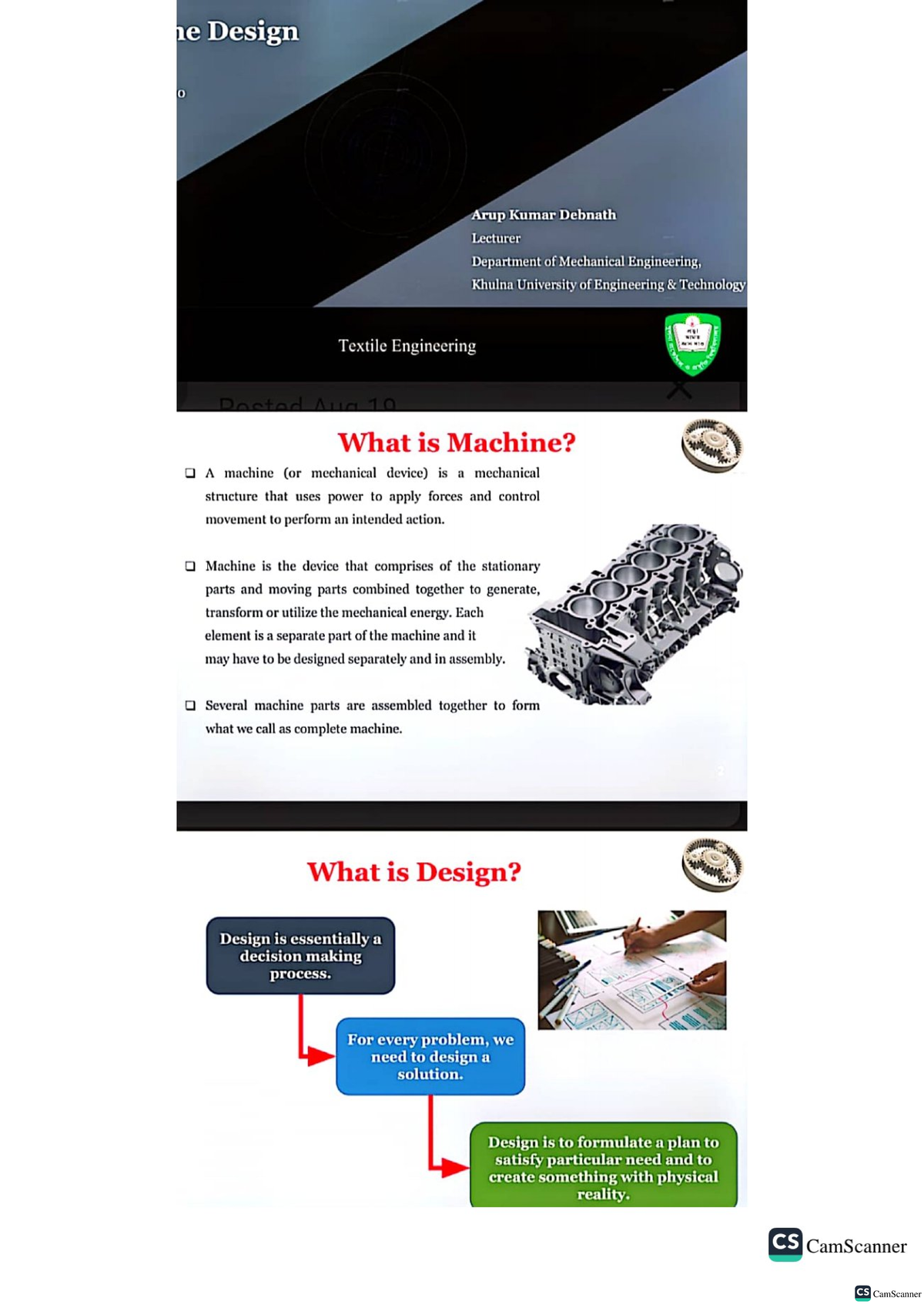 ME 101 - Lecture 1: Introduction to Machine Design and Engineering ...