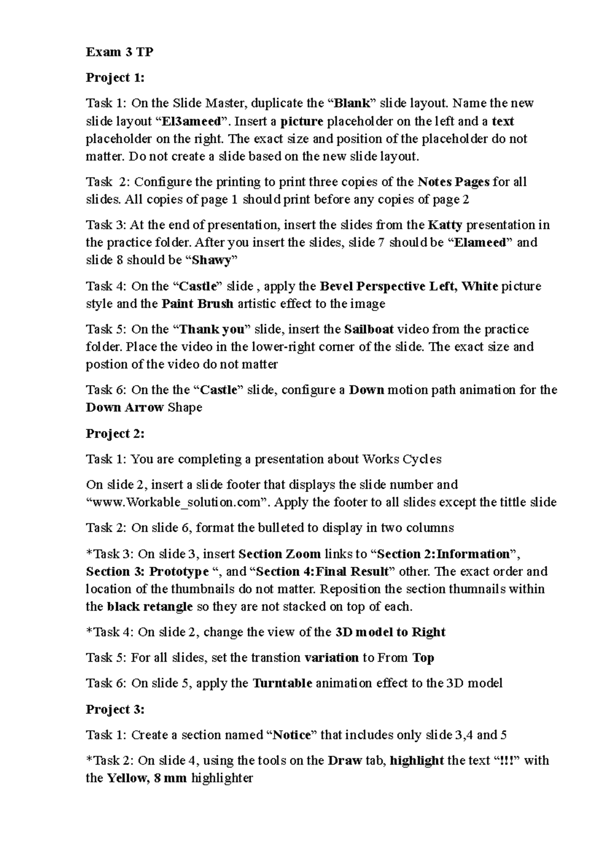 Exam 3 TP - jenjenfejnfkenkdnedhiedien - Exam 3 TP Project 1: Task 1: On the Slide Master ...