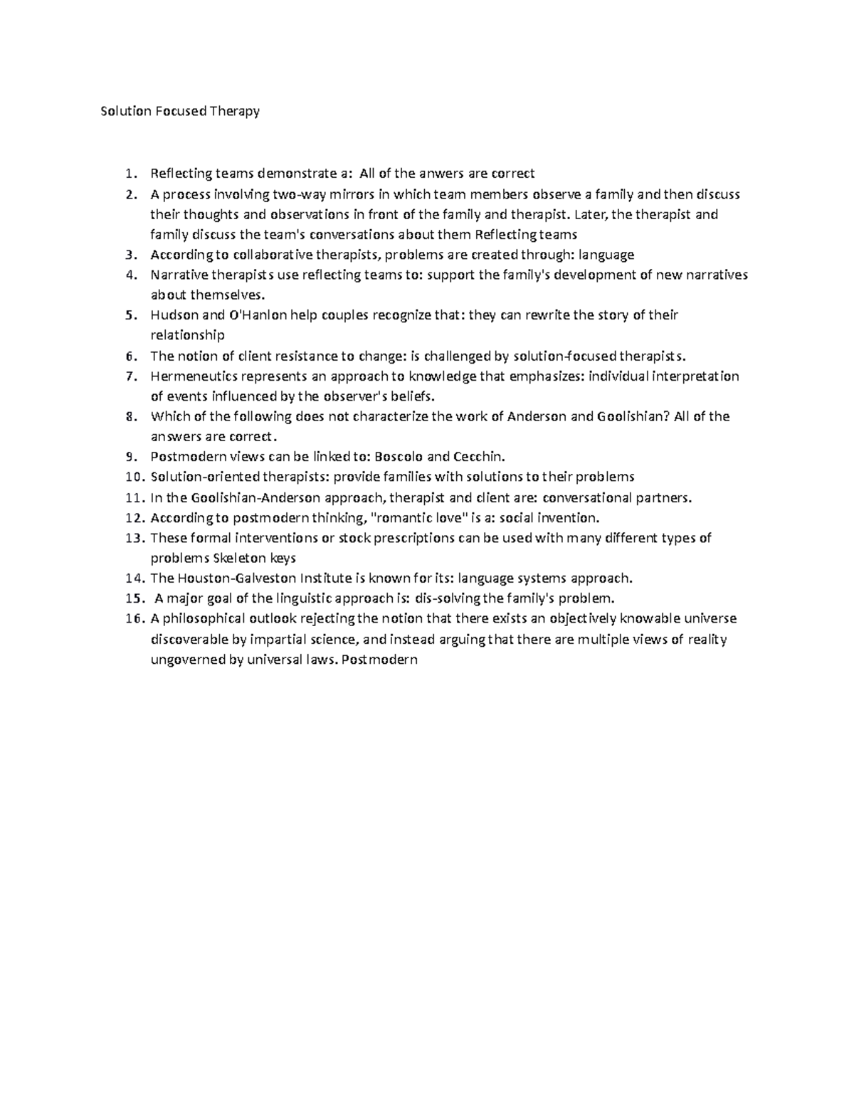 CEFS500 Chapter 13 Solutions: Emphasizing Solution Focused Therapy ...