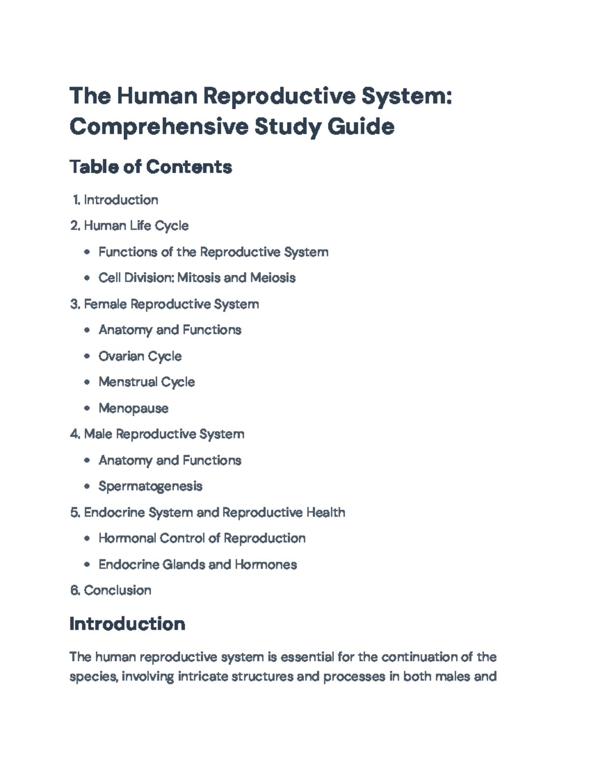 Human Reproductive System: Comprehensive Study Guide for Biology 101 ...