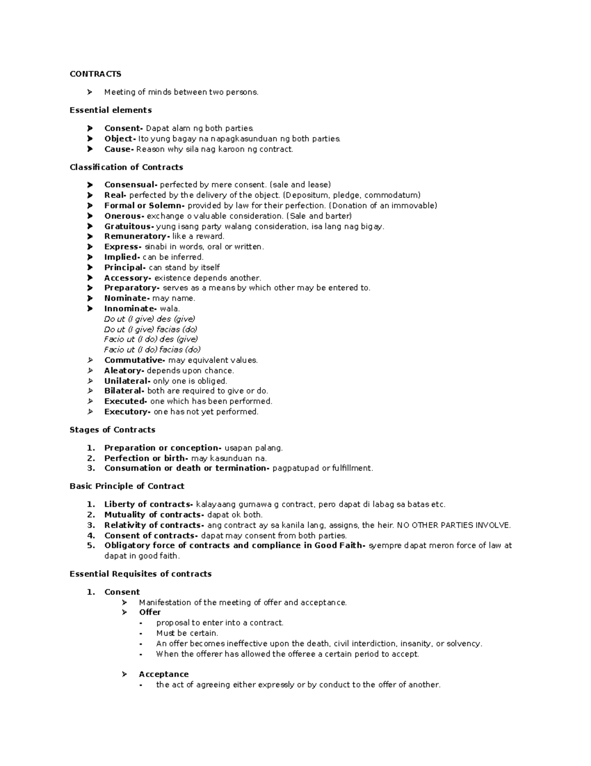 Contracts (LAW101): Meeting of Minds and Essential Elements Summary ...