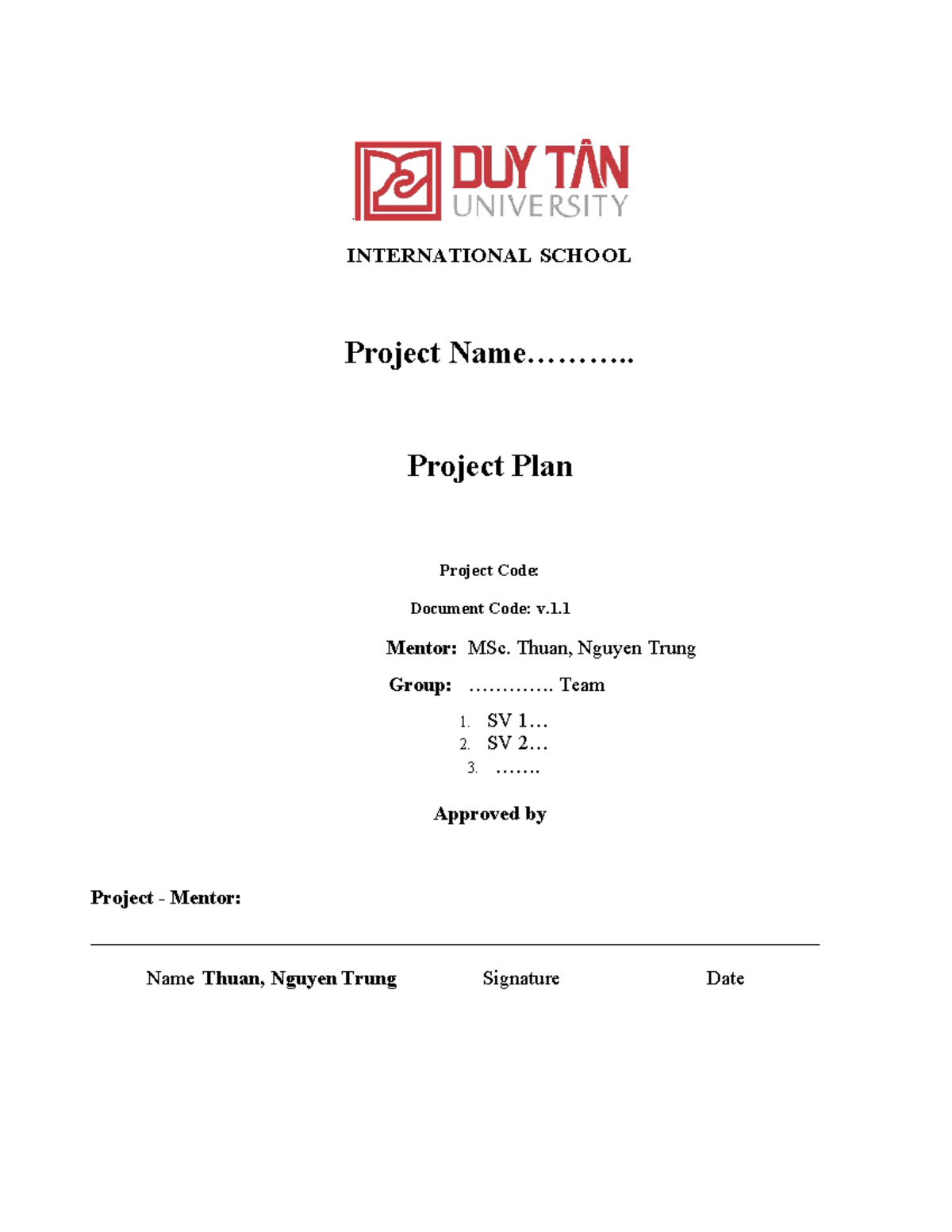 Project SE100: International School Project Plan Overview - Studocu