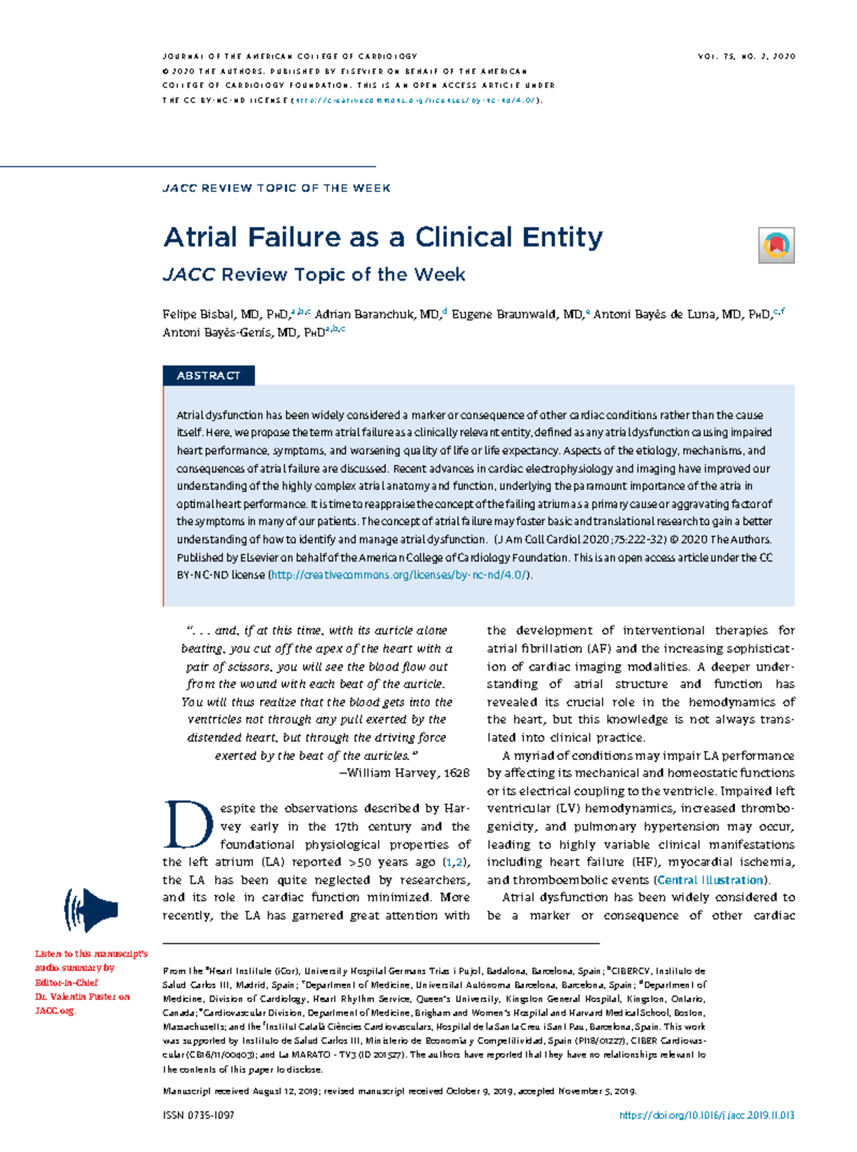 JACC Review: Atrial Failure as a Clinical Entity (VOL. 75, NO. 2, 2020 ...