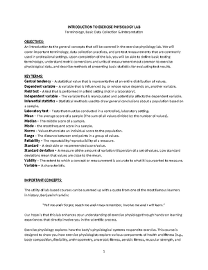 Ex phys lab - class data lab - Rivaa Soni Exercise Physiology lab December 4th, 2024 Final Lab ...