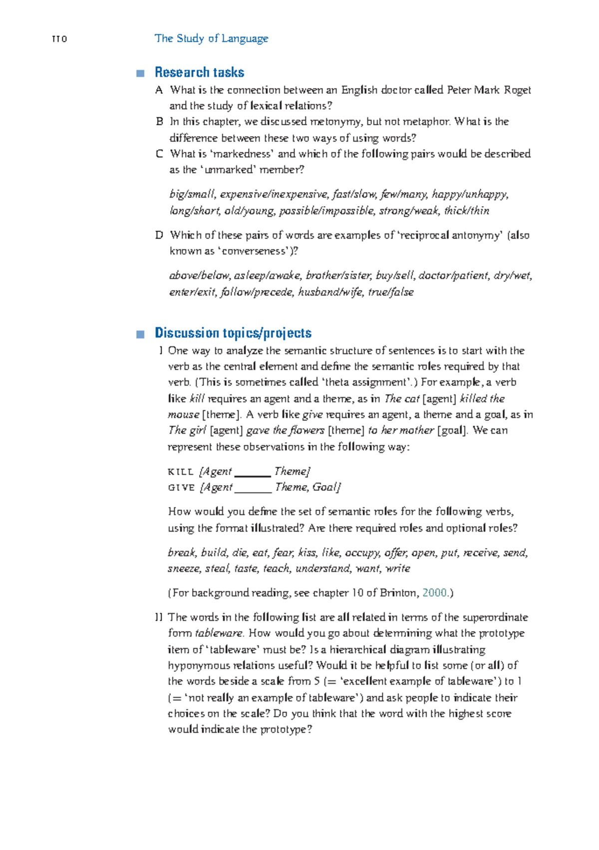 Semantics Exercises (ENG 101) - Analysis of Lexical Relations and Roles ...