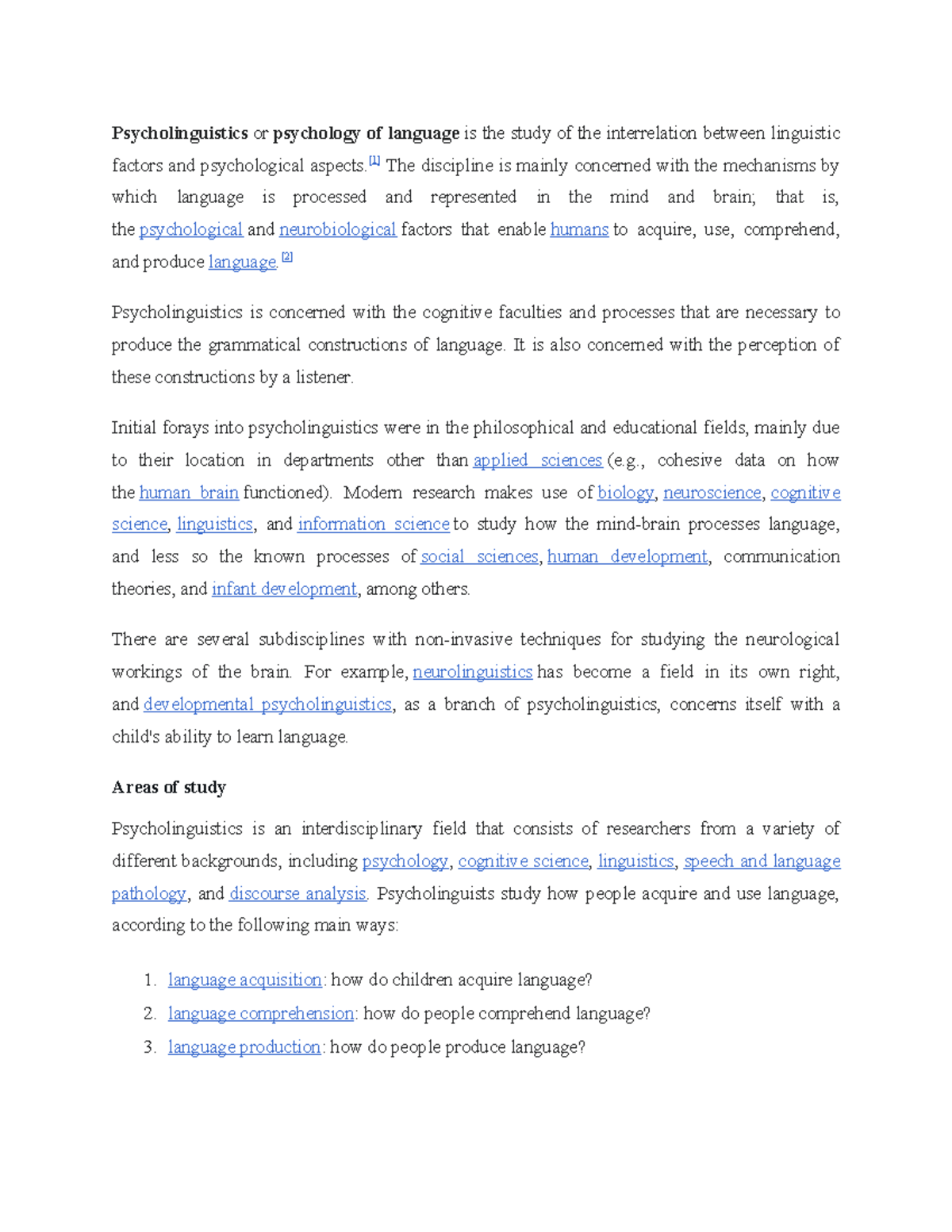 Psycholinguistics: Understanding Language and Mind (B S English) - Studocu