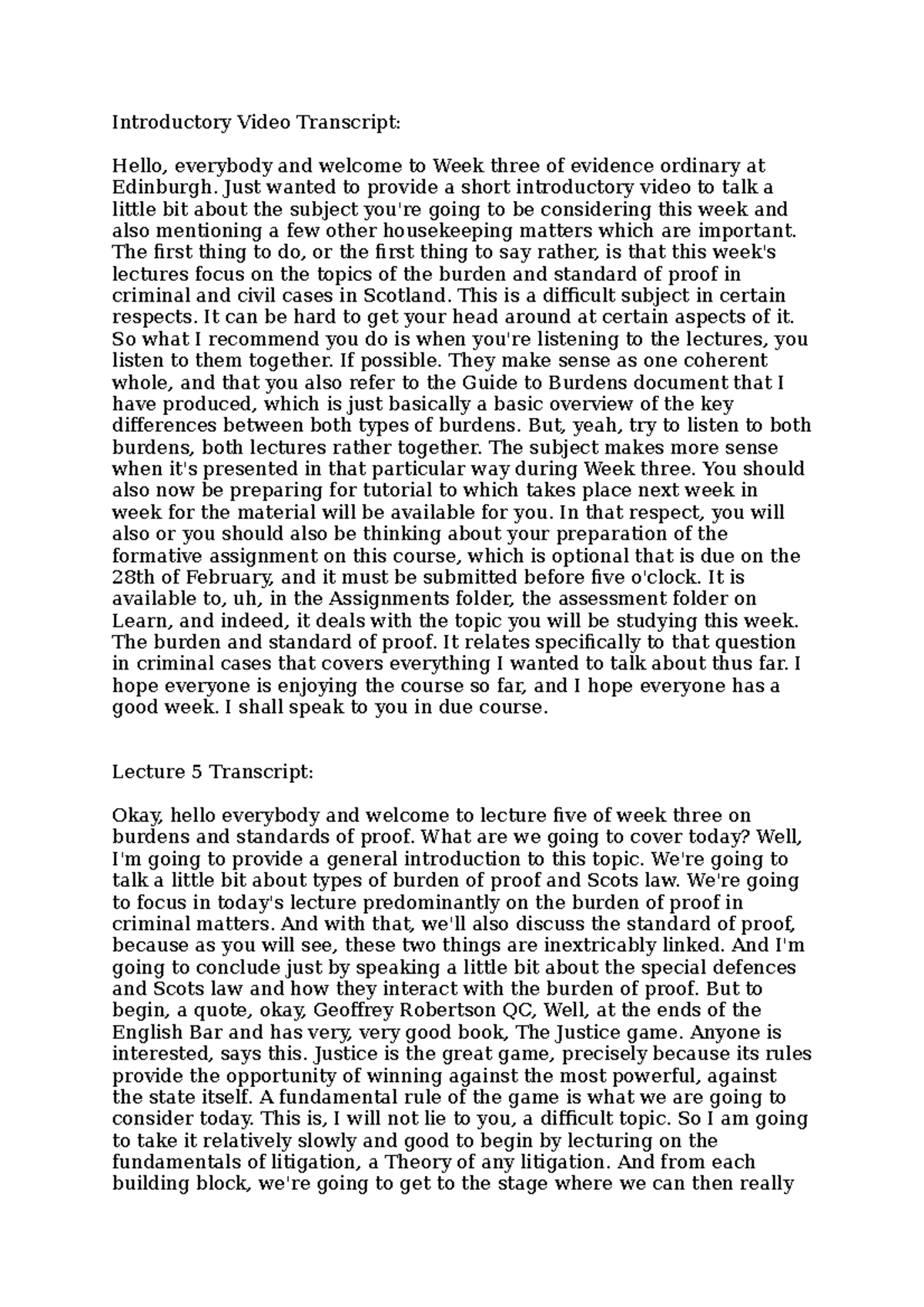 Transcript Week 3 - Lecture notes 2 - Introductory Video Transcript ...