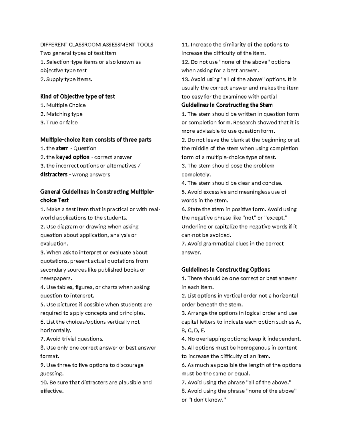 Assessment Tools in Education: Objective & Subjective Test Items (Group ...