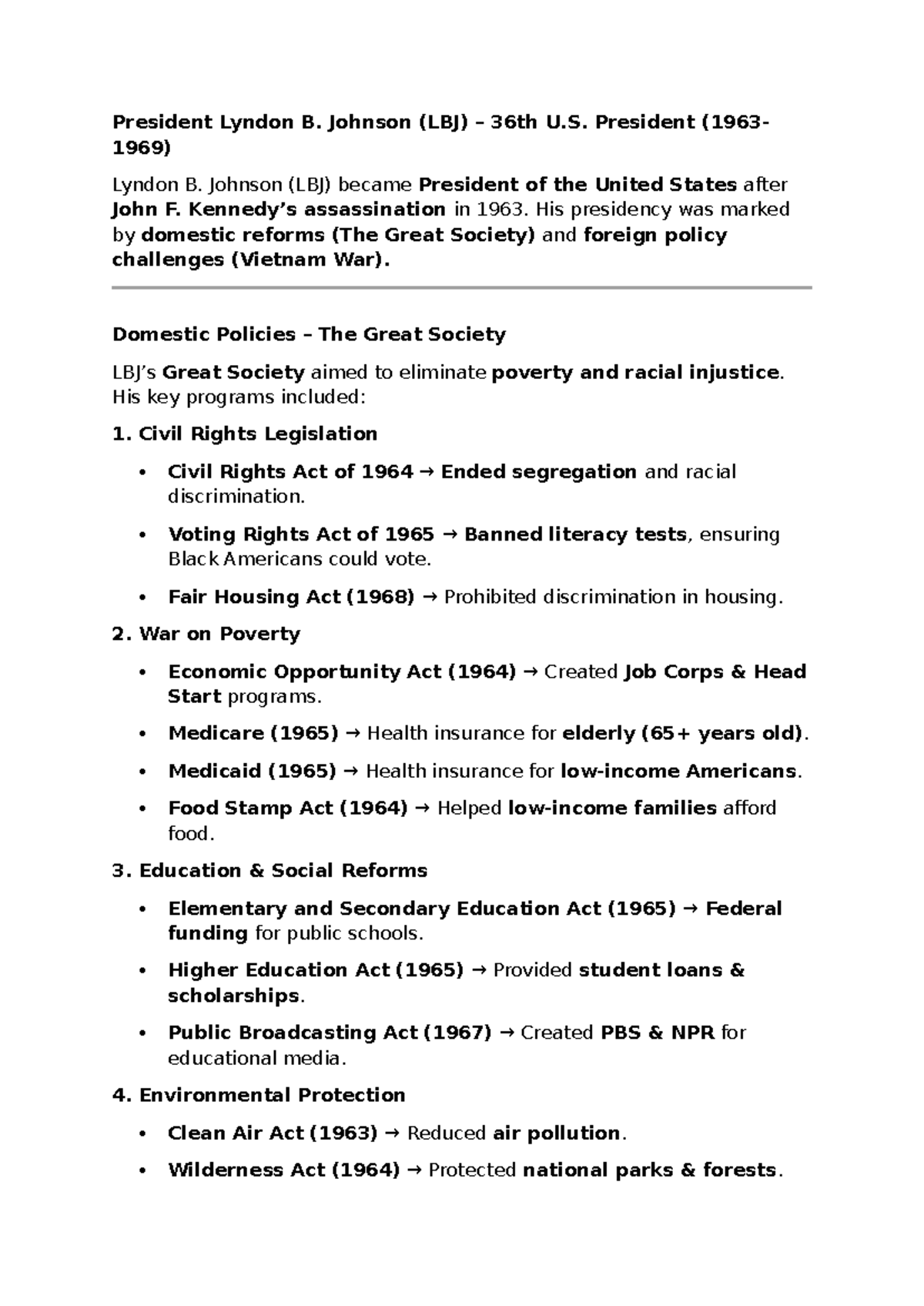 Johnson's Presidency: Key Domestic Reforms & Policies (LBJ 1963-1969 ...