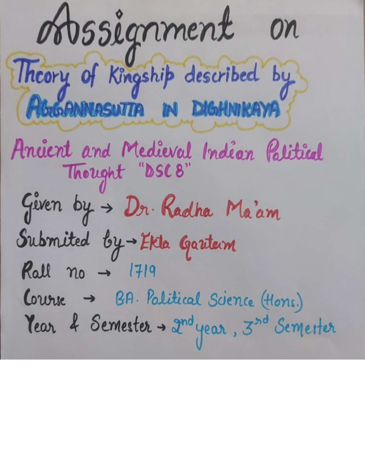 ODSS Assignment on Theory of Kingship in Agganna Sutta - Studocu