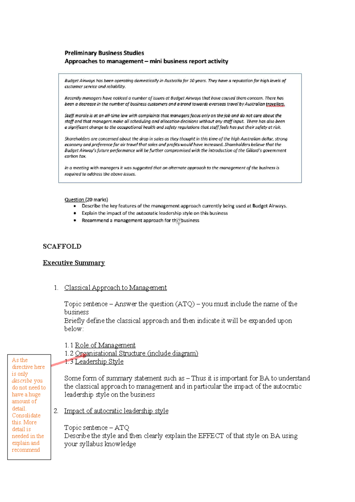 SCAFFOLD Mini Business Report: Classical Management Approach Analysis ...