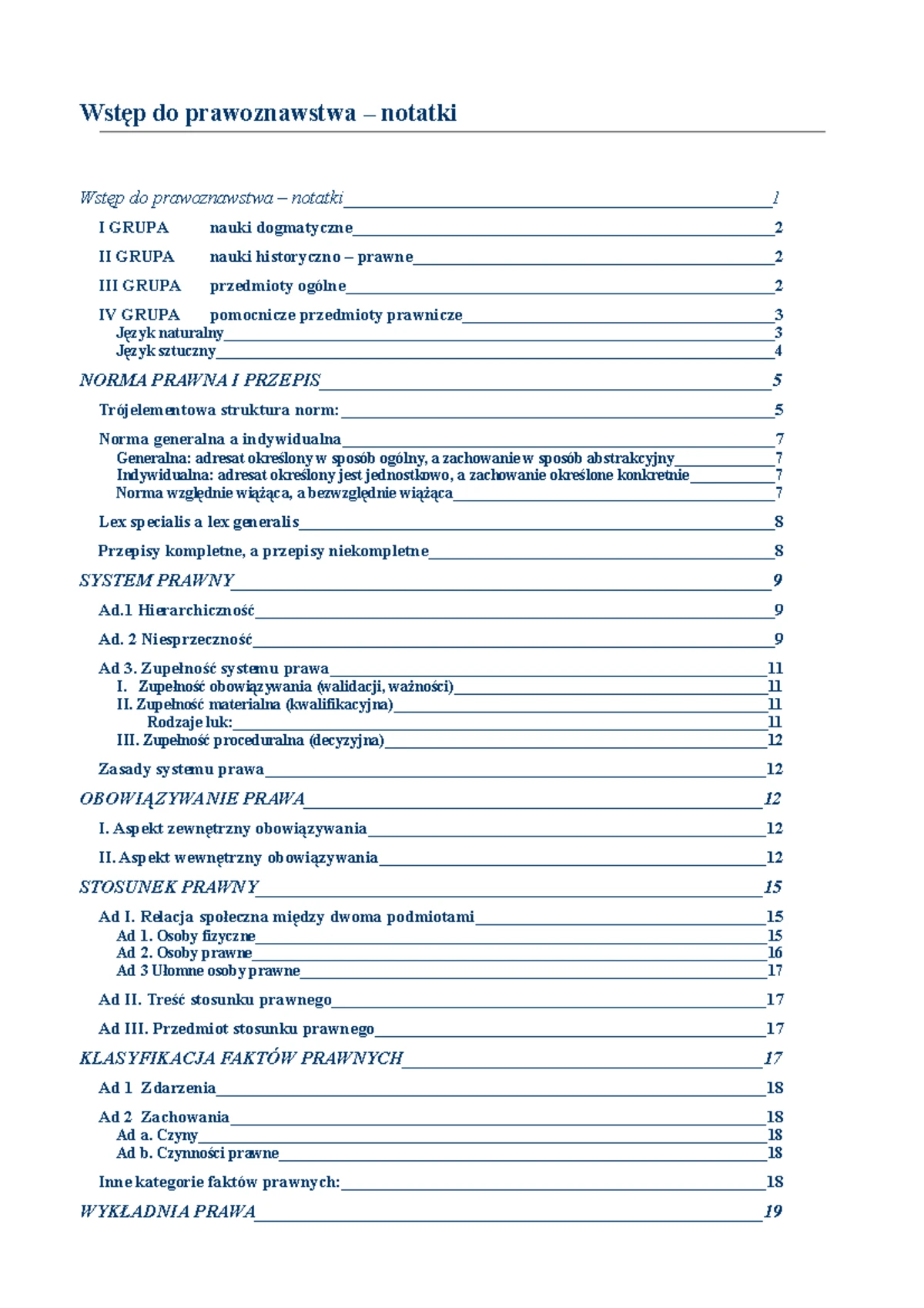 Pojęcia - Norma prawna ogólna- „lex generalis”, rozumiana jako reguła ...