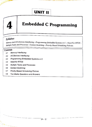 Embedded system and iot - Cs3691 - Studocu