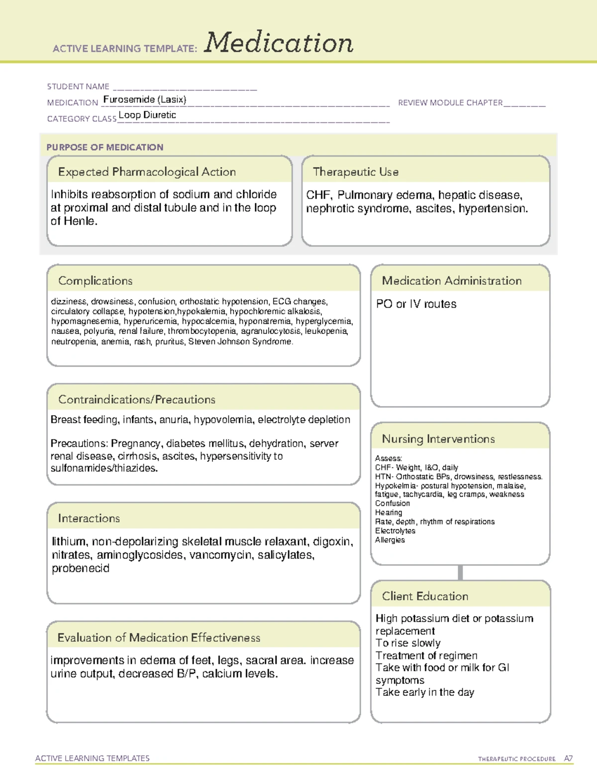 Levothyroxine medication template for ATI - ####### ACTIVE LEARNING ...