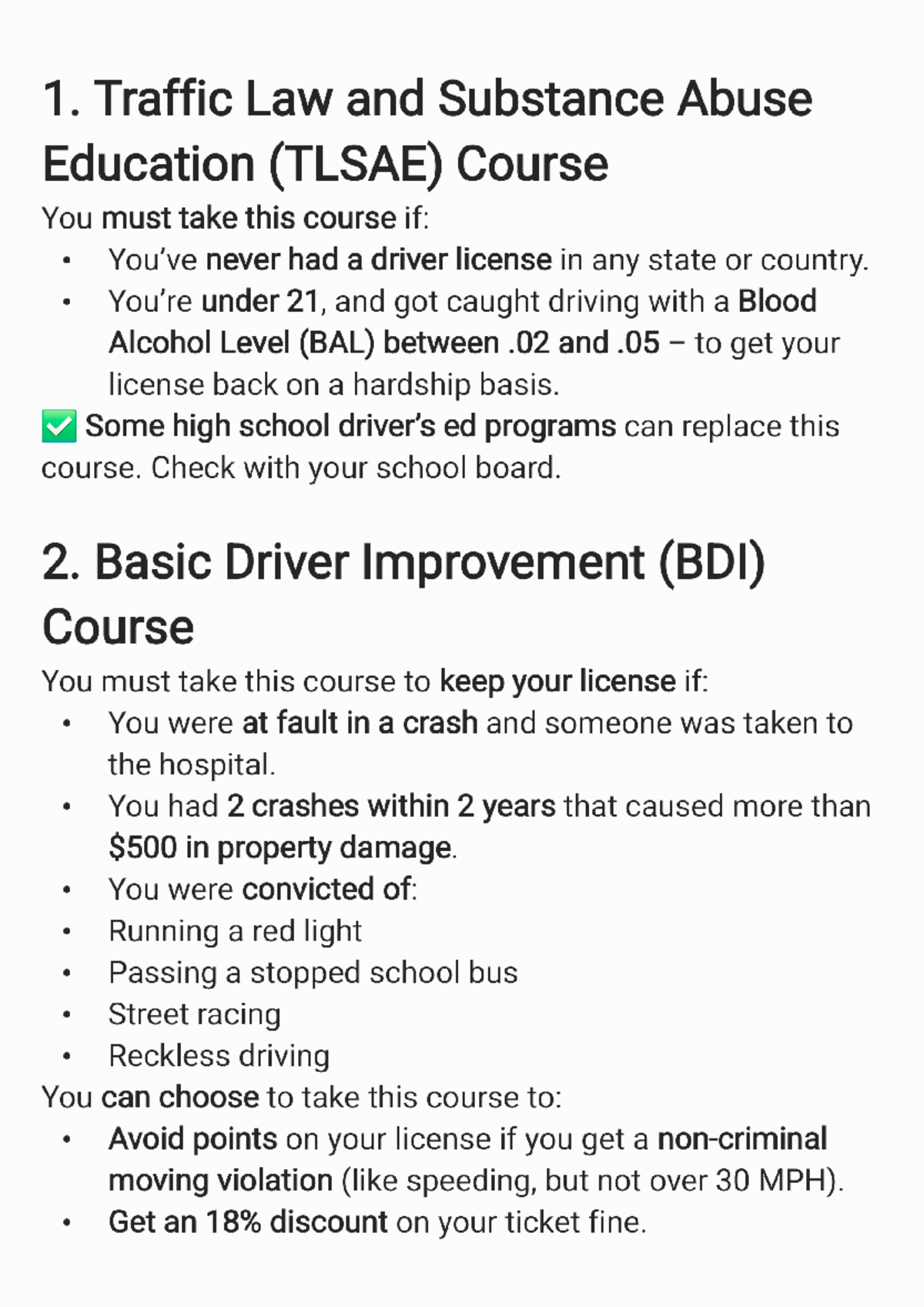 TLSAE & BDI Course Overview: Essential Driver Education in Florida ...