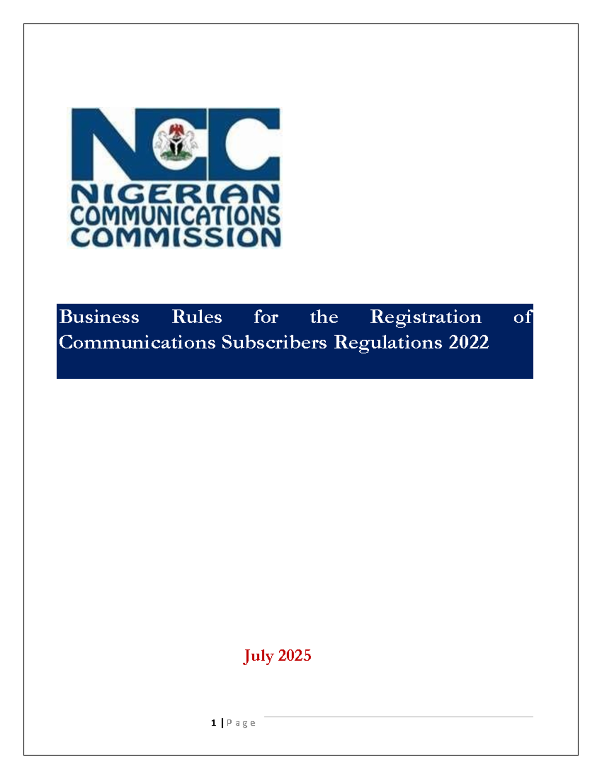 Business Rules for Registration of Communications Subscribers (2025 ...