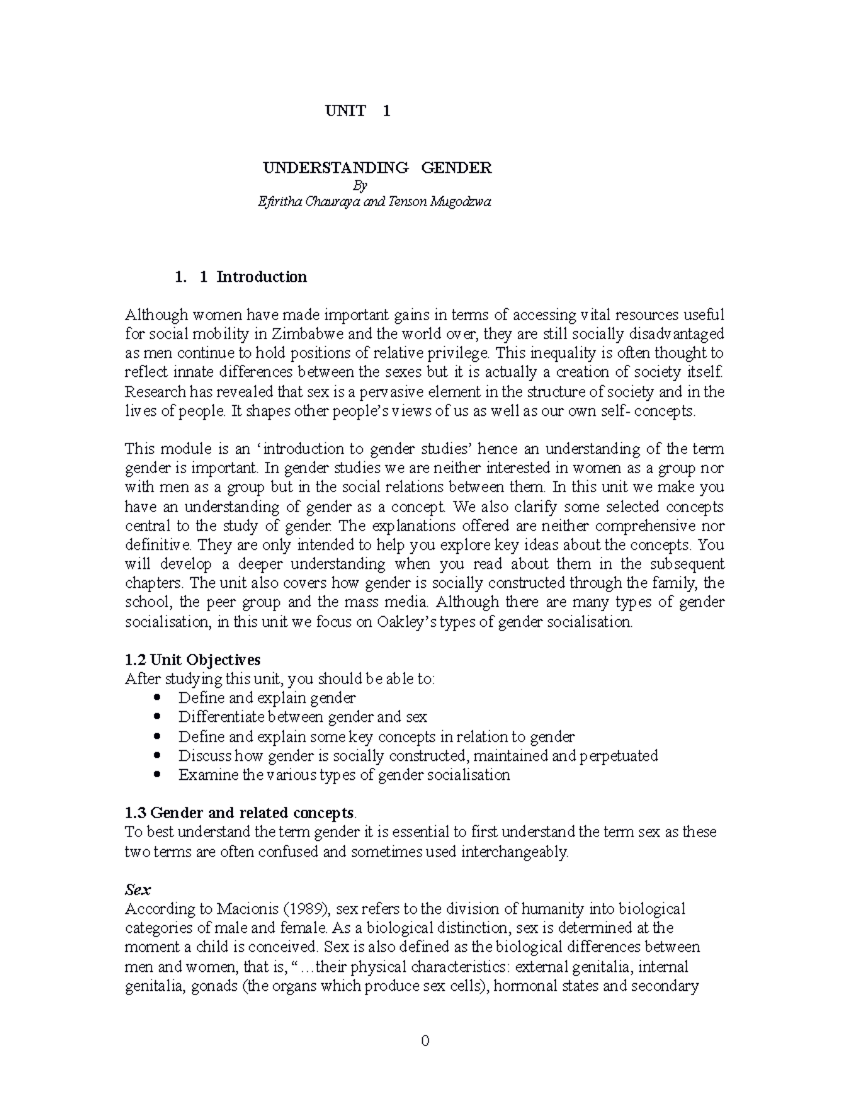 Introduction to Gender Studies - Module 1: Understanding Gender ...