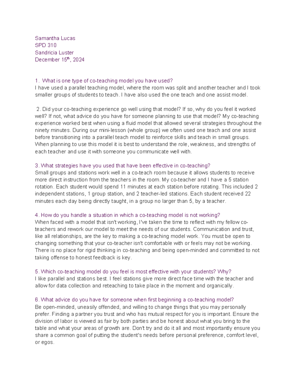 Interview Observation Galindo - Samantha Lucas SPD 310 Sandricia Luster ...