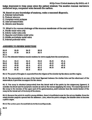 Quiz61 9 - Ujx - MCQs From Clinical Anatomy SNELL ed. 9 B. The lateral ...