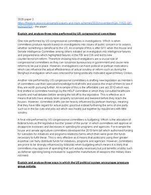 USA Politics - Sixth Form (A Levels) - Studocu