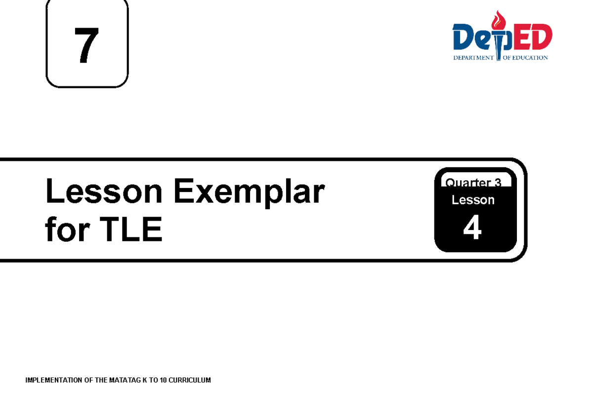 Exemplar - this serve as reference - 7 Lesson Exemplar for TLE Quarter ...