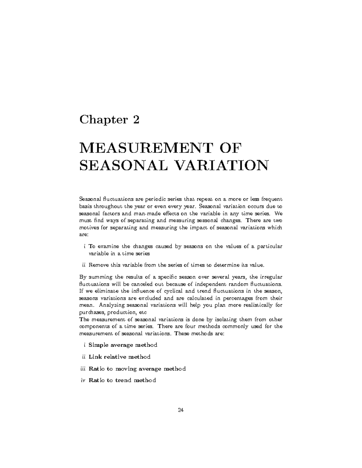 TIME Series Analysis I: Measurement of Seasonal Variation Notes - Studocu