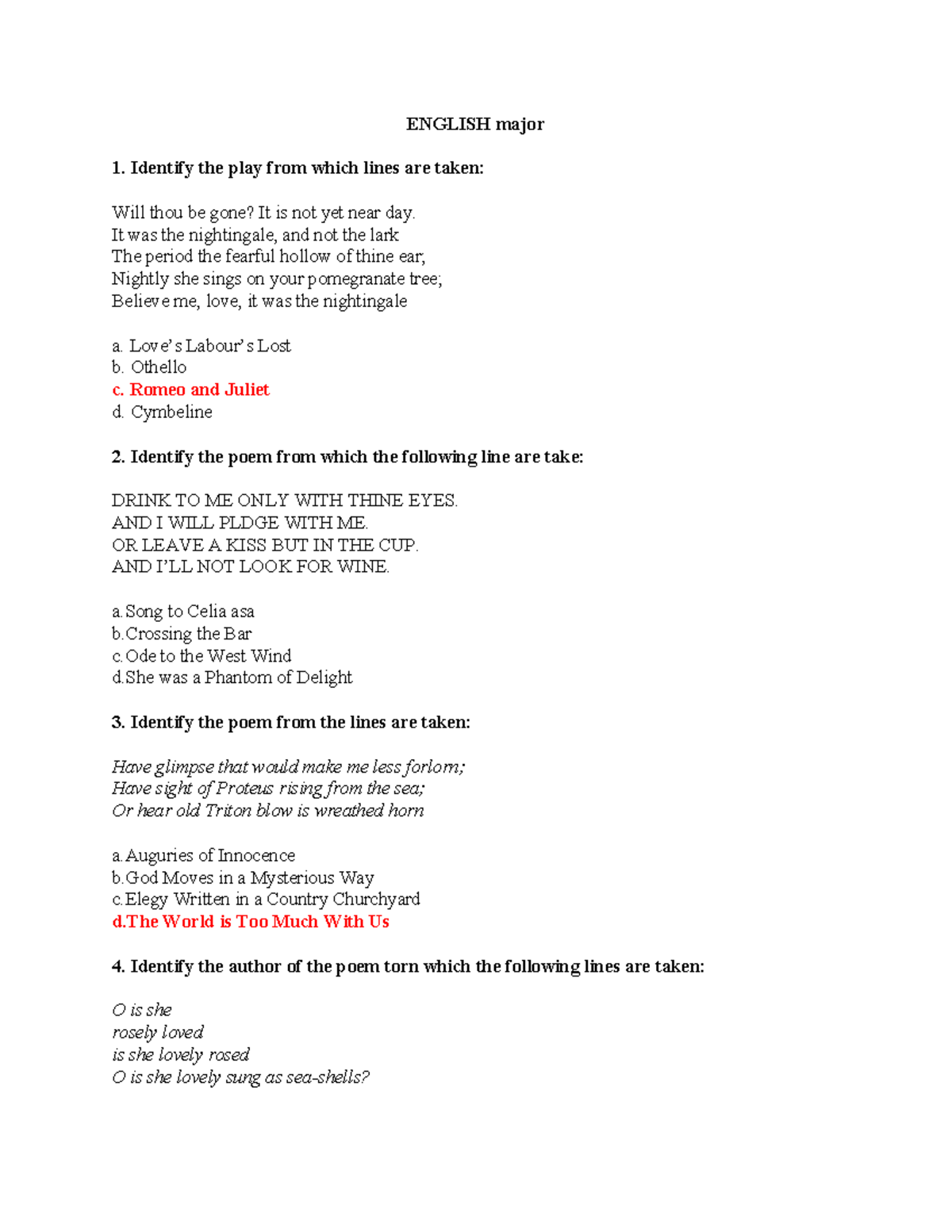 English Major - Part 3 - Literature Identification & Analysis - Studocu