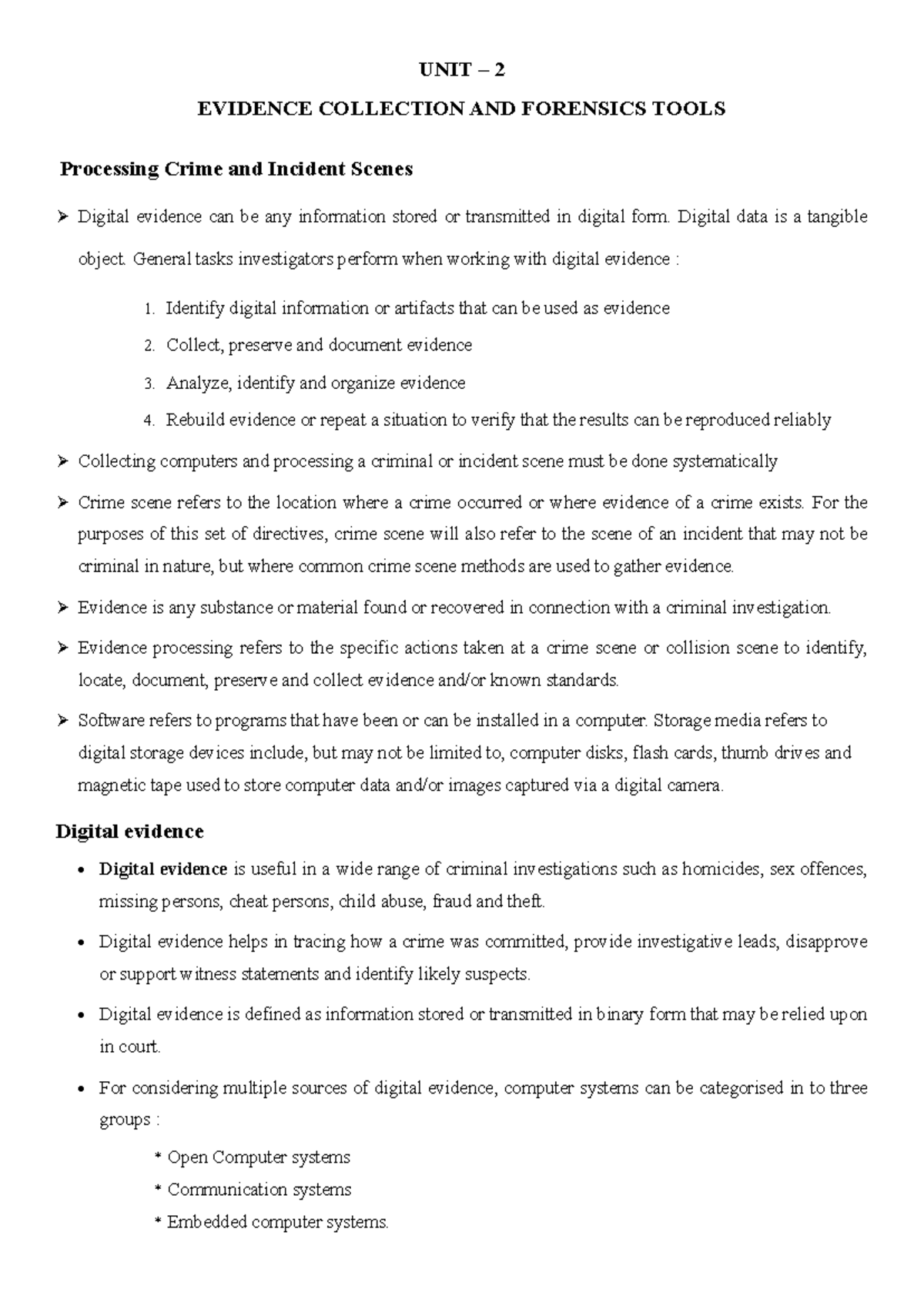 Unit 2 Cyber Forensics: Evidence Collection & Processing - Lecture ...