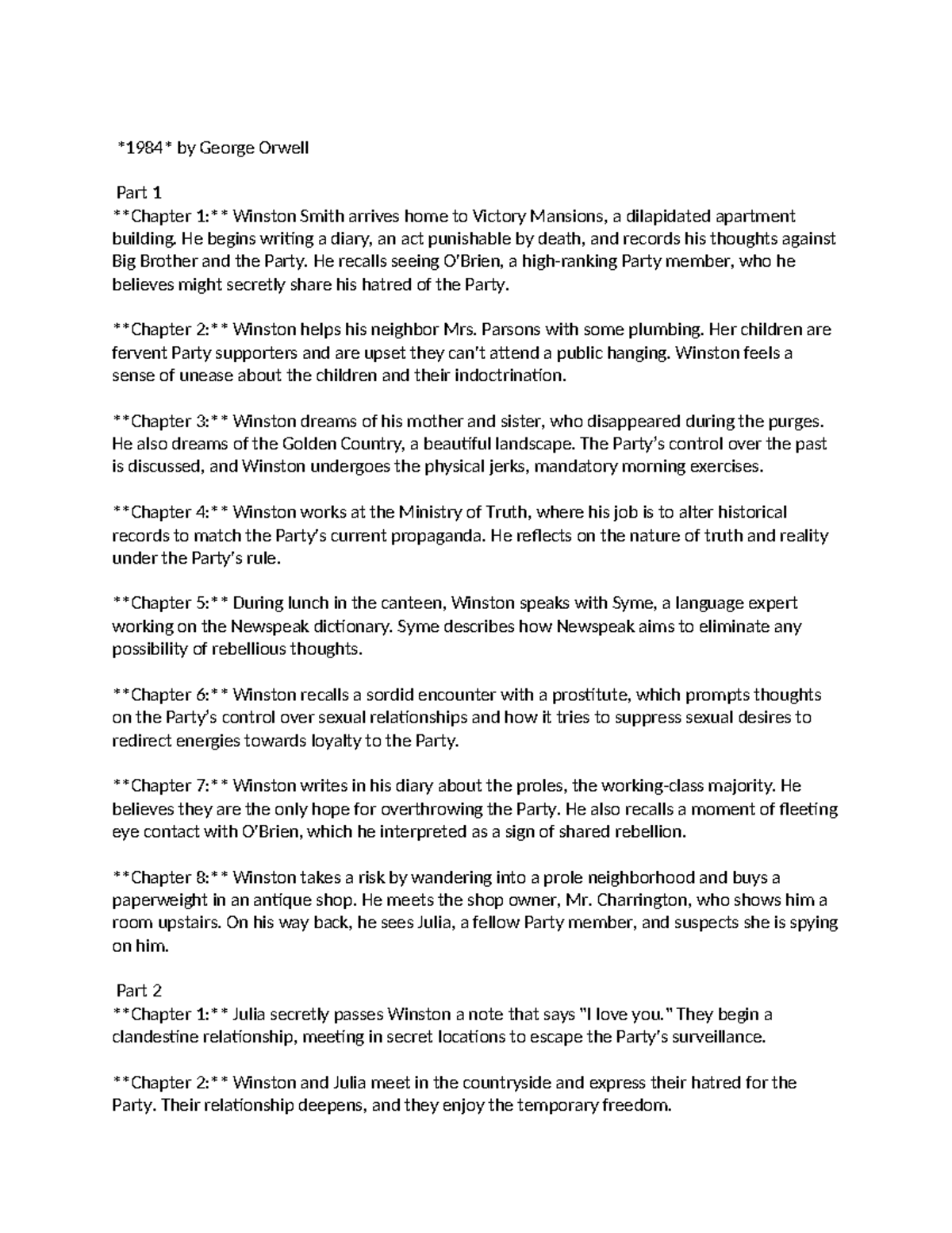 English P2 Prep Finals - Notes on Orwell's 1984 Analysis - Studocu