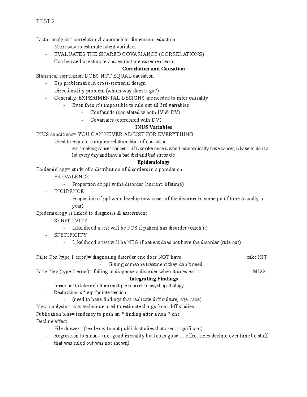 Psychopathology Test 2 Study Guide: Mood & Anxiety Disorders - Studocu
