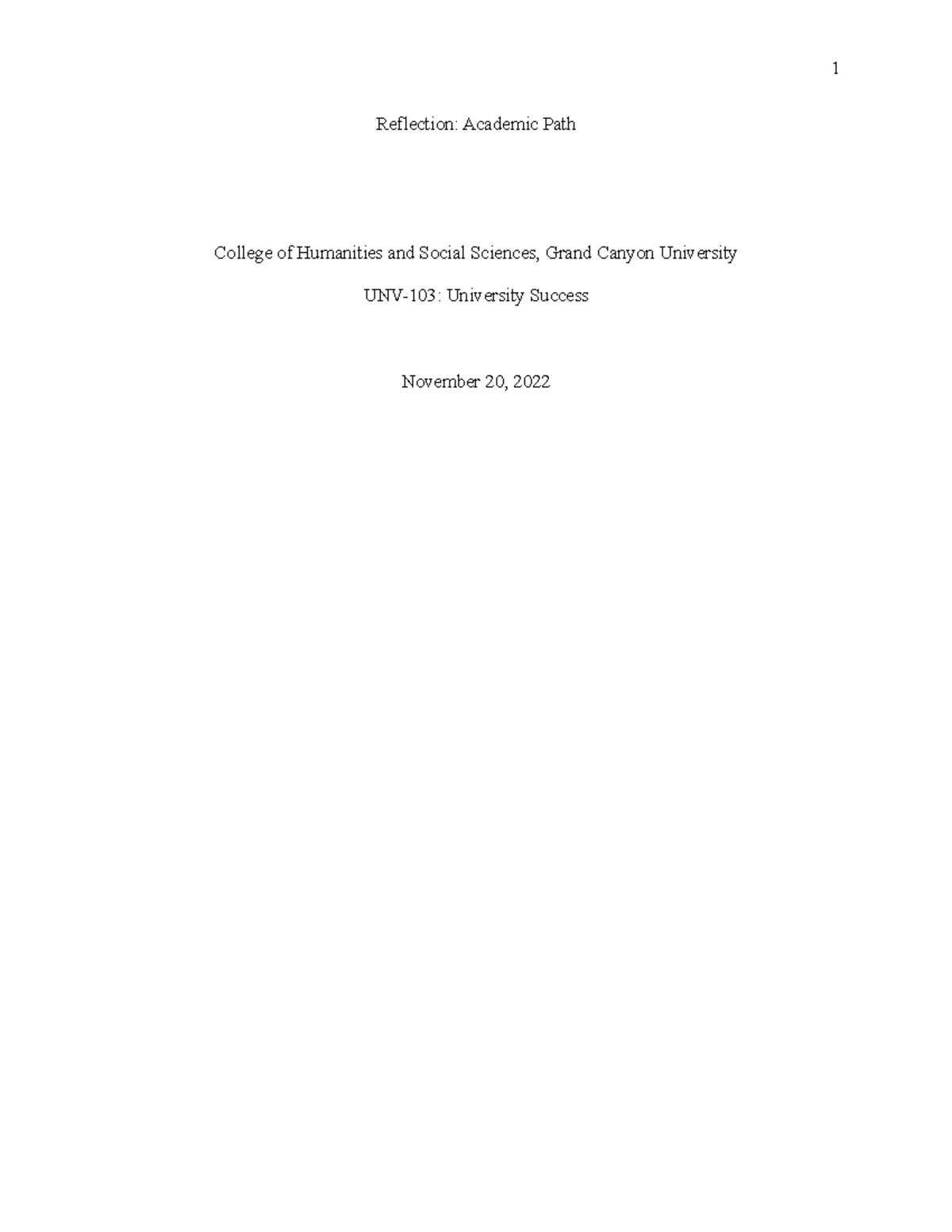 Reflection Academic Path - Reflection: Academic Path College of ...