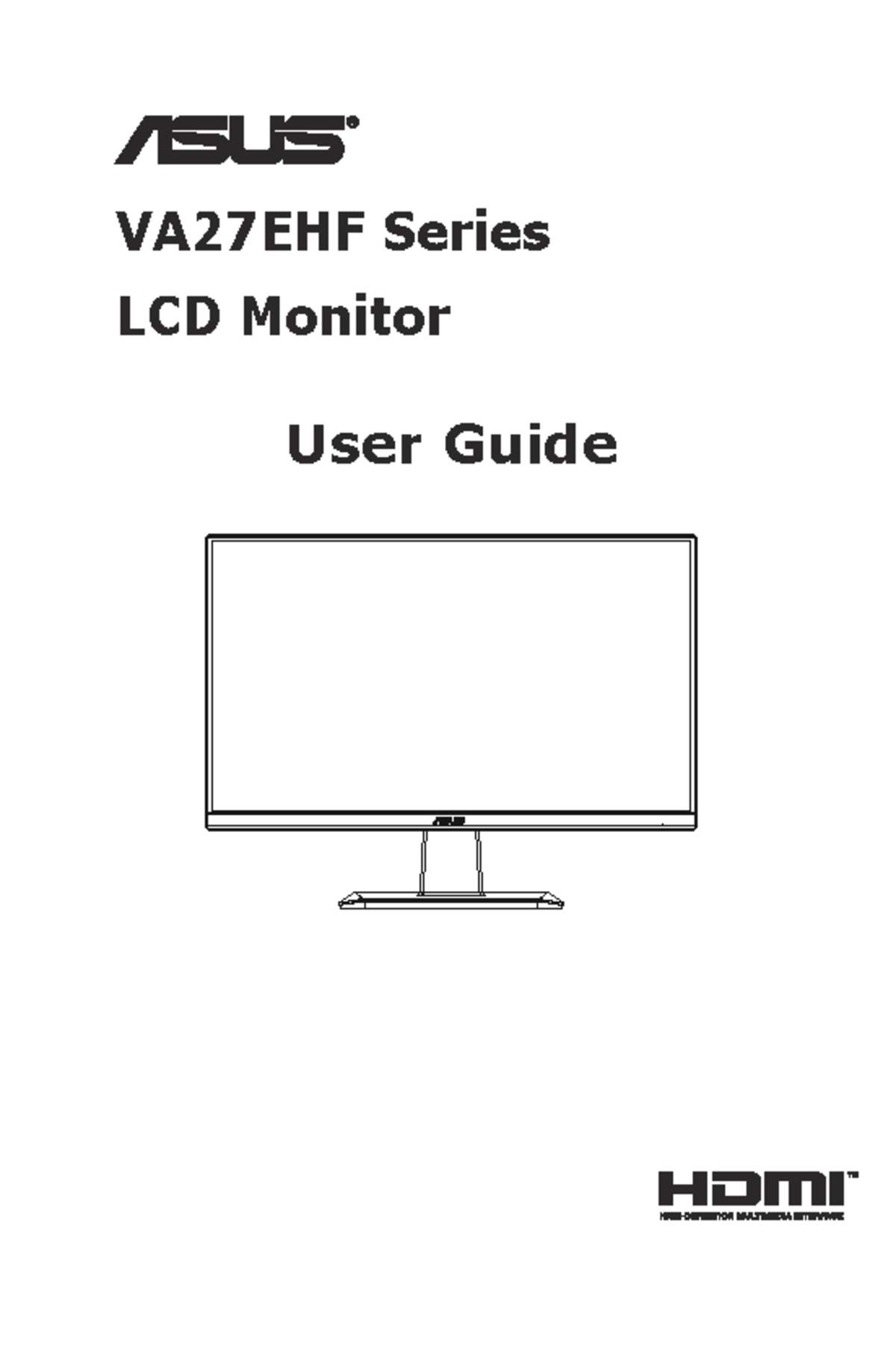 ASUS VA27EHF Series LCD Monitor User Guide - Studocu