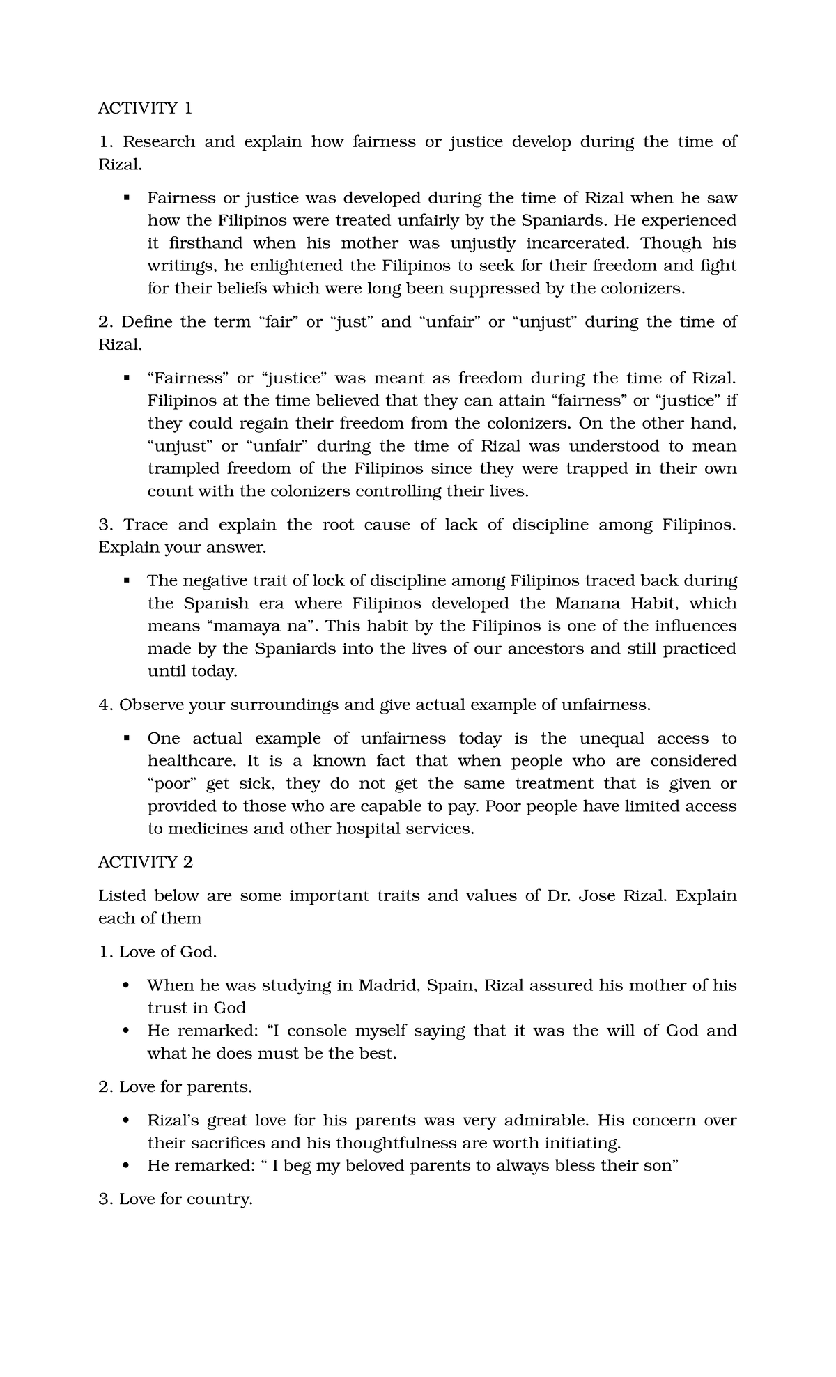 ACTIVITY 1 - LIFE AND WORKS OF DR. JOSE RIZAL FOR 1ST YEAR STUDENTS ...