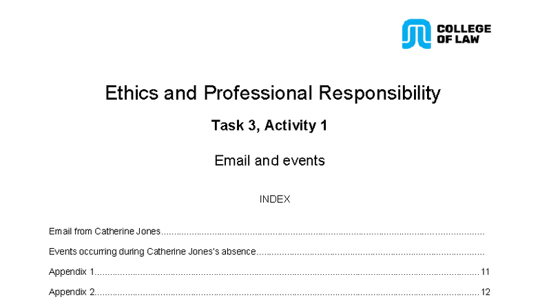 EPR T3 - Ethics & Professional Responsibility Task 3 Email & Events Summary - Studocu
