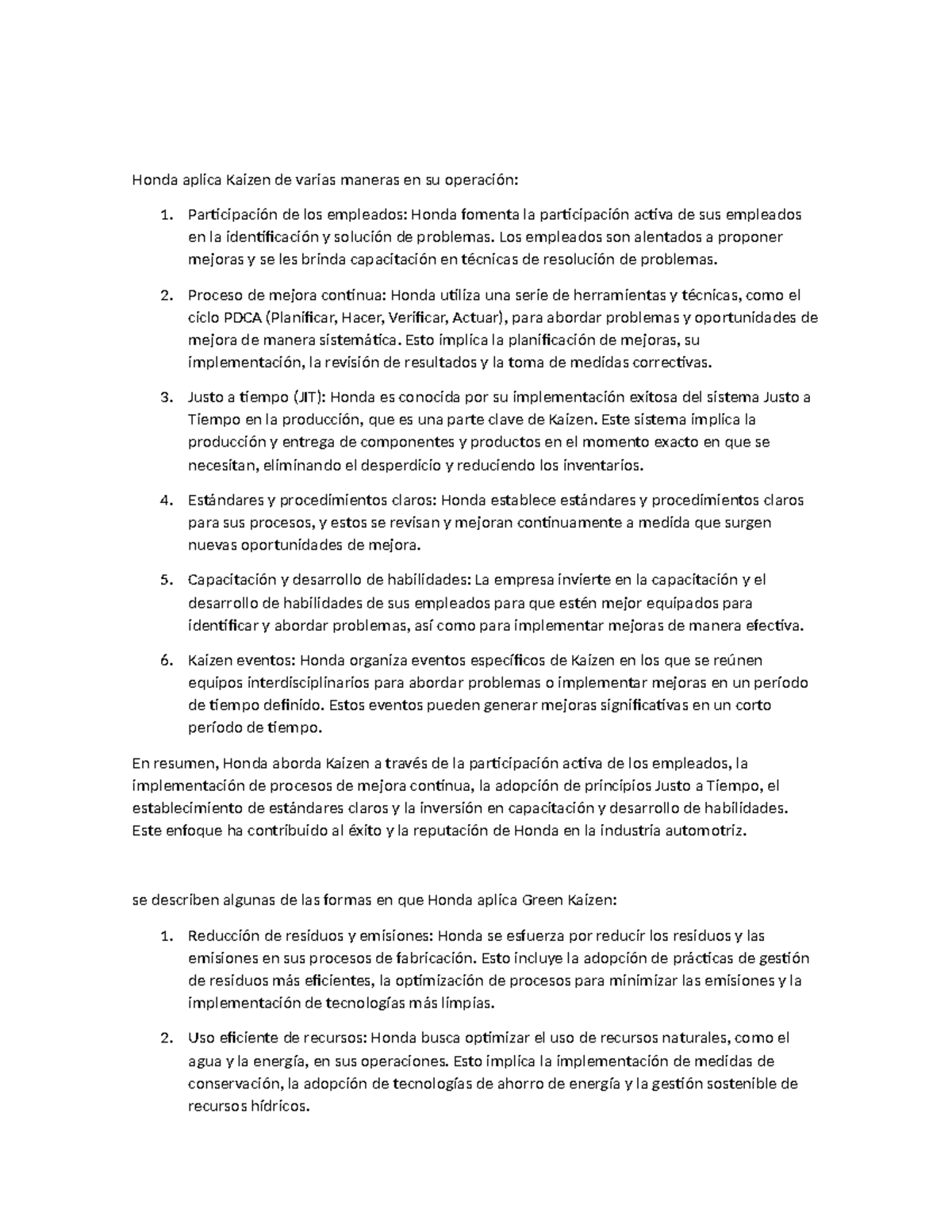 Honda y su Aplicación del Kaizen en Mejora Continua y Sostenibilidad ...