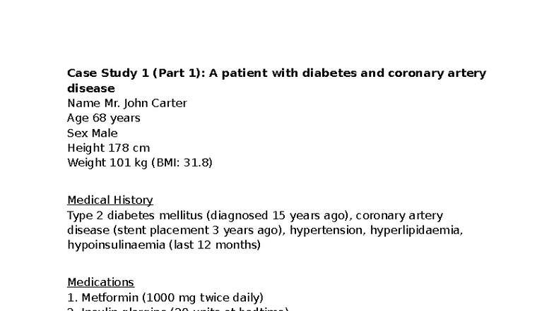 BIOL122 Exam Case Studies: Diabetes, CAD, and Cancer Cases - Studocu