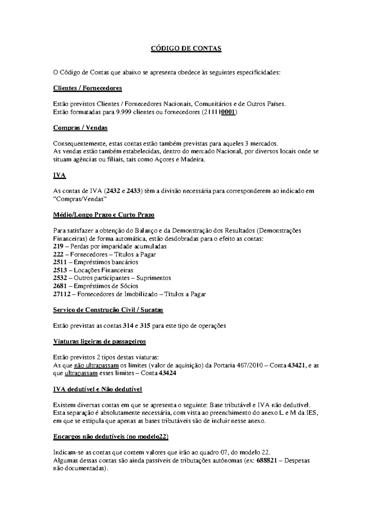 Plano de contas - código de contas - CÓDIGO DE CONTAS O Código de ...