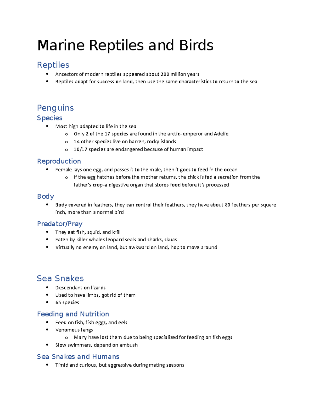 Chapter 11 - Marine Biology - Marine Reptiles and Birds Reptiles ...