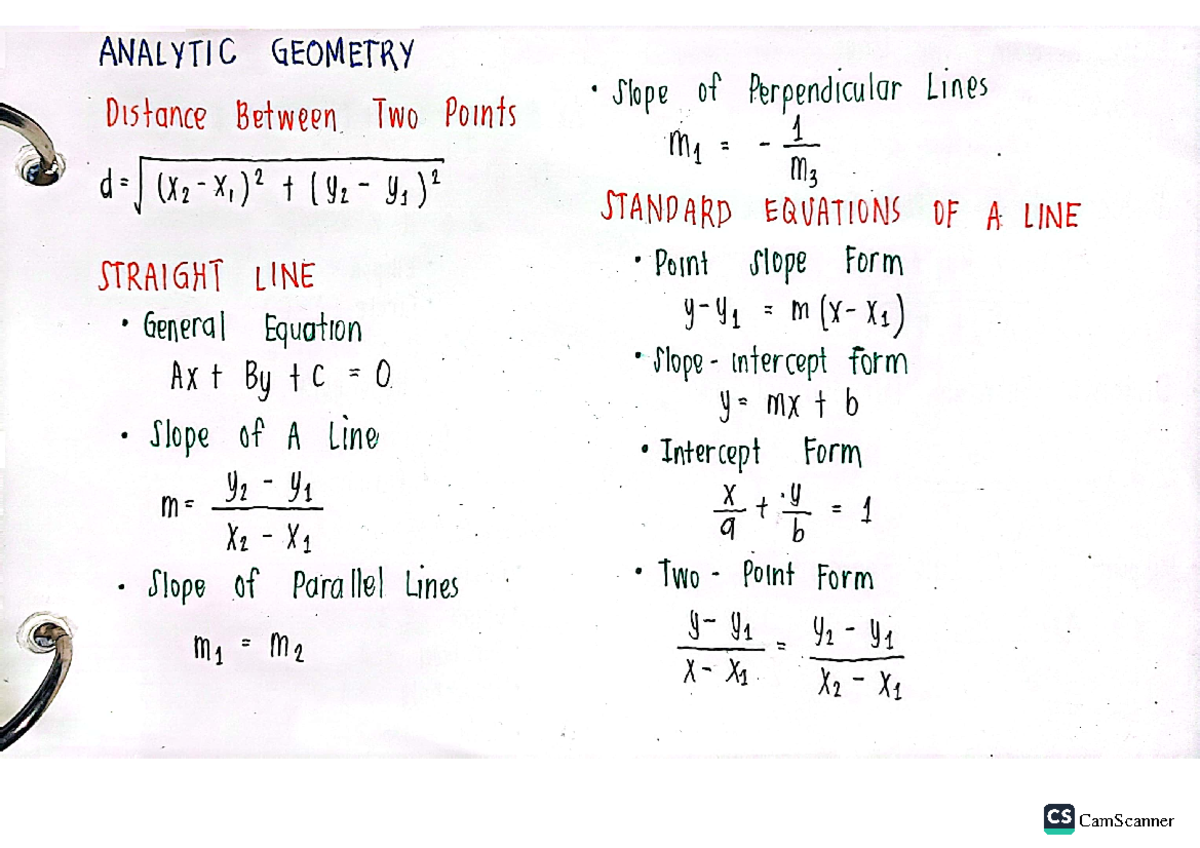Mathematics - Formula - ANALYTIC GEOMETRY Distance Between Two Points ...