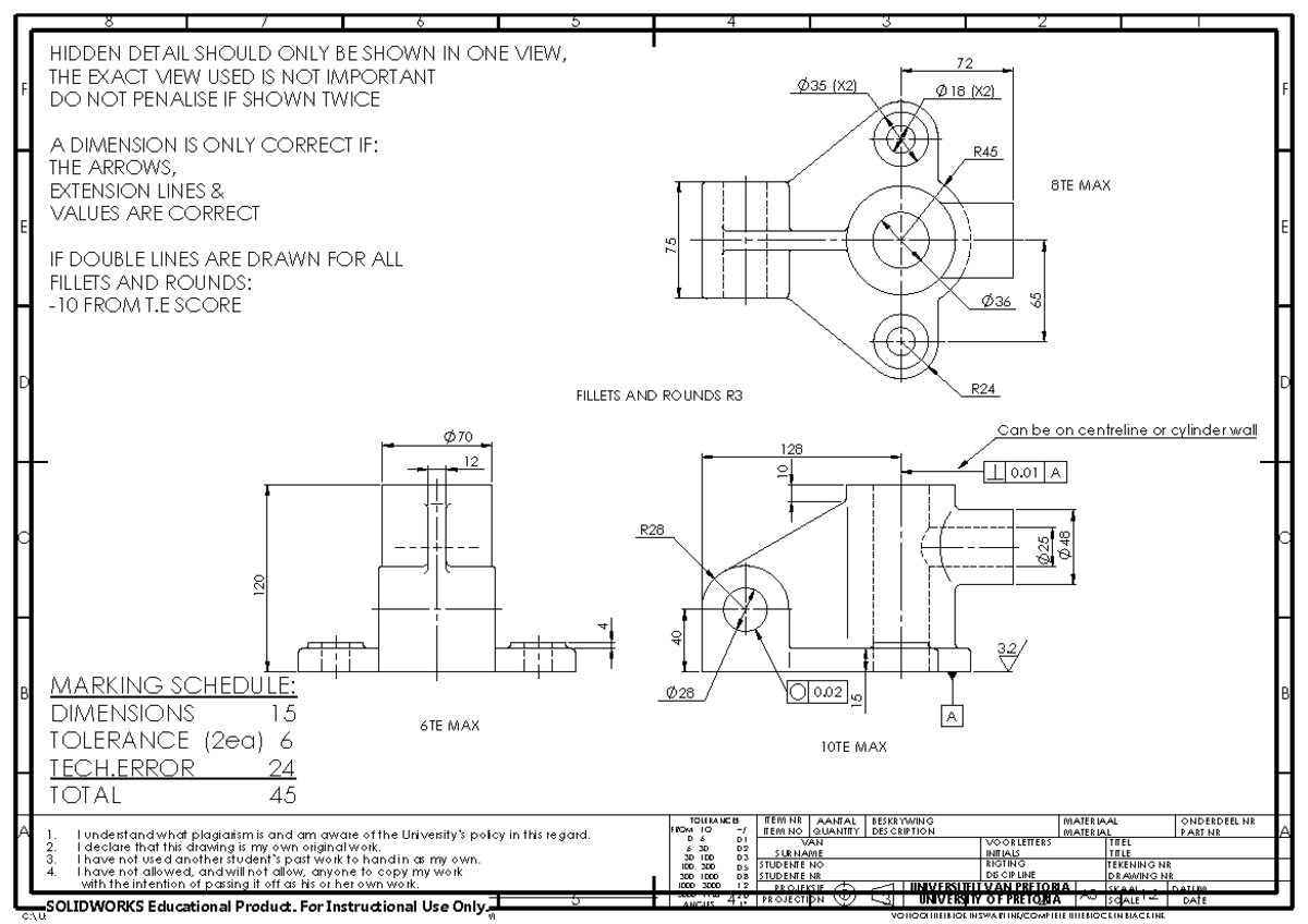 MGC 110 Semester Test 1 Orthographic Drawing Memo 2025 - Studocu