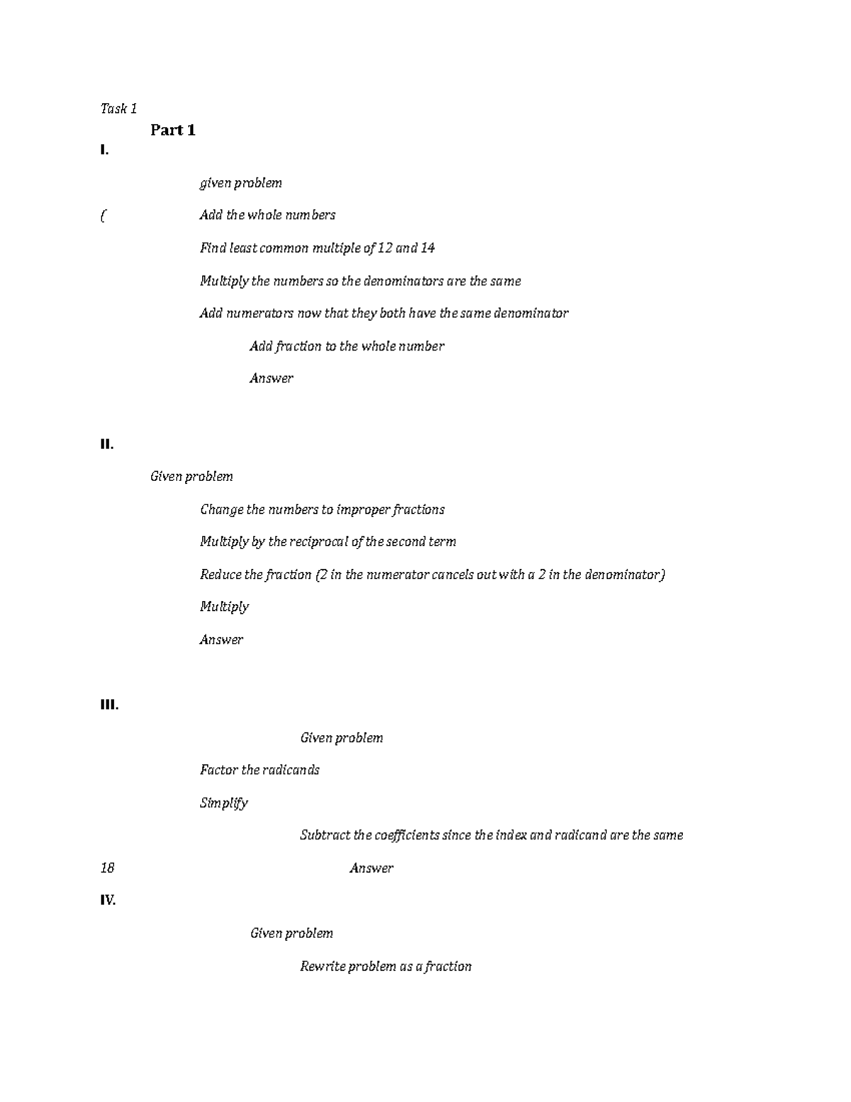 Task 1 Finitemath C306 Task 1 For Finite Math C306 Task 1 Part 1 I Given Problem Add The