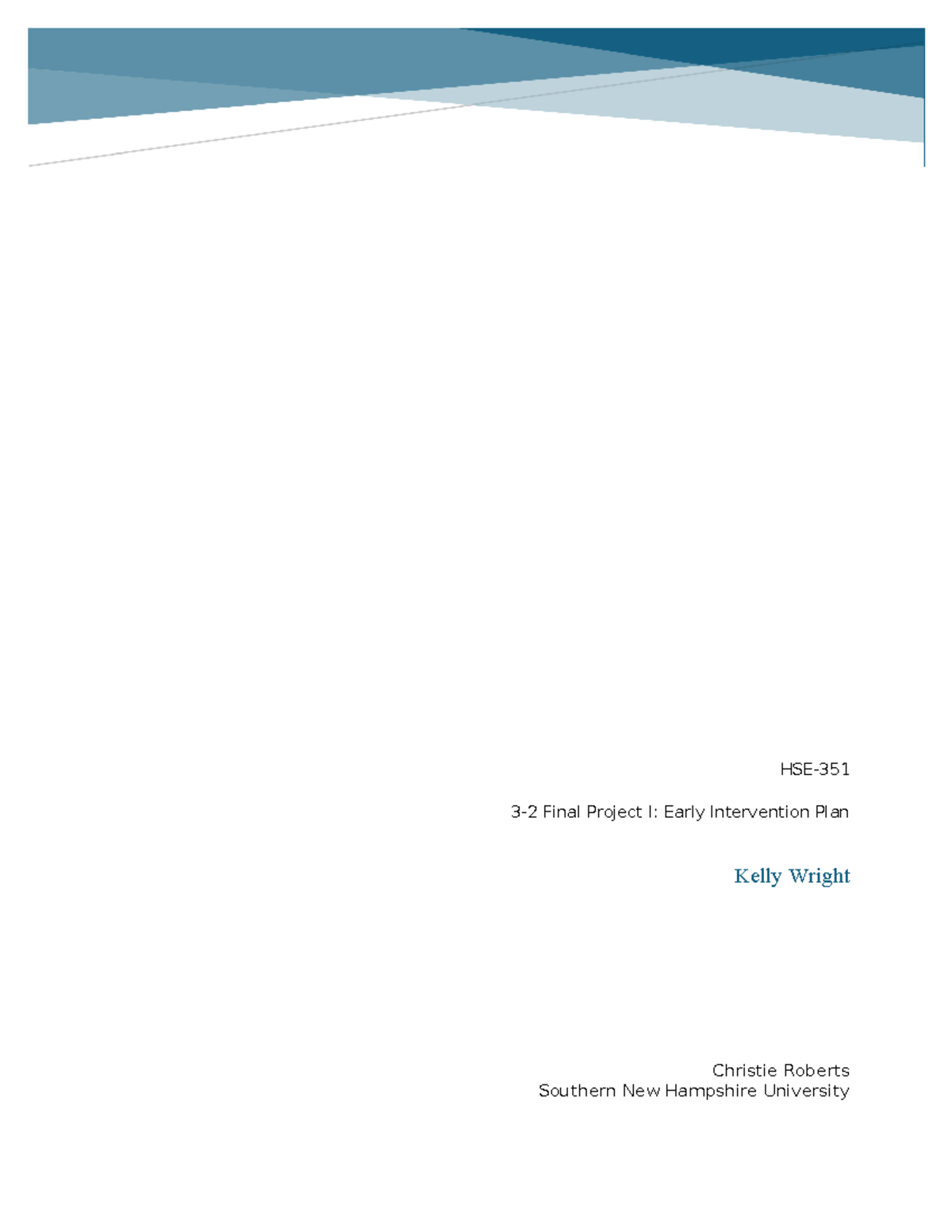 HSE-351 3-2 Final Project: Early Intervention Plan for Penelope - Studocu
