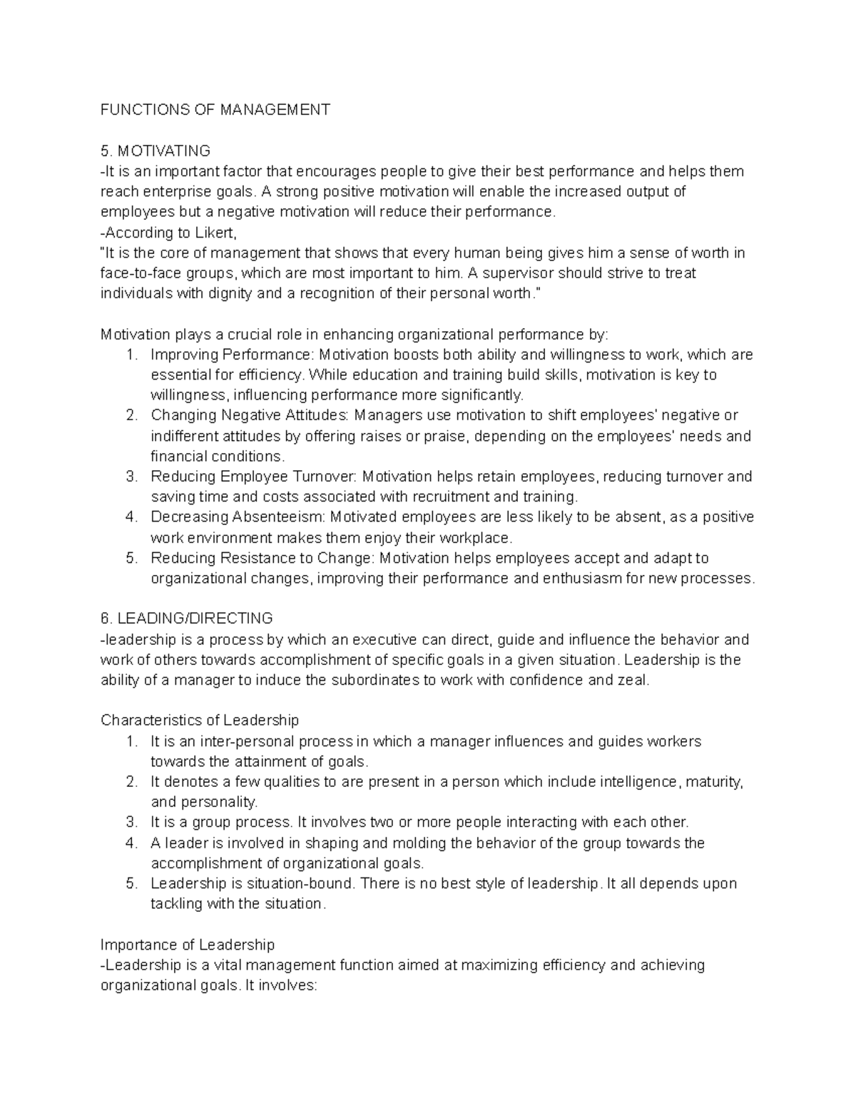 Functions of Management: Key Roles in Motivation, Leadership & Control ...