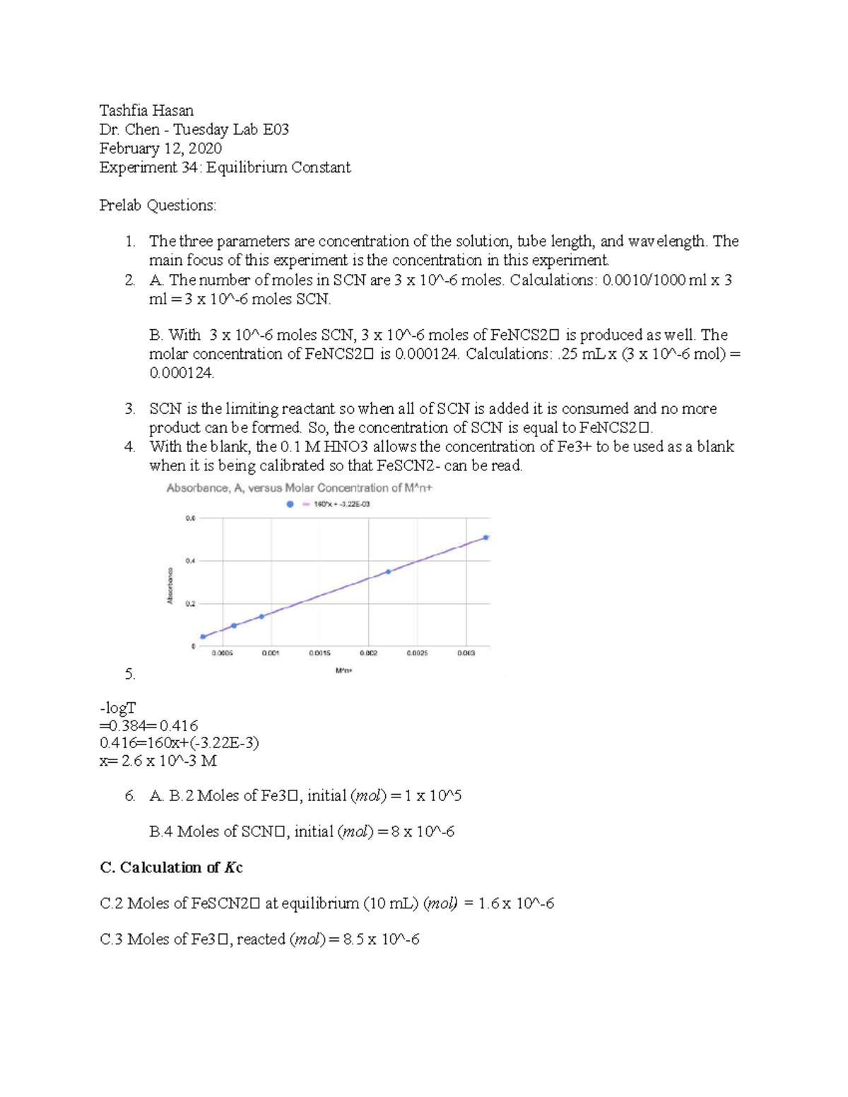 Lab 6 Experiment 34-2 - Tashfia Hasan Dr. Chen - Tuesday Lab E February ...
